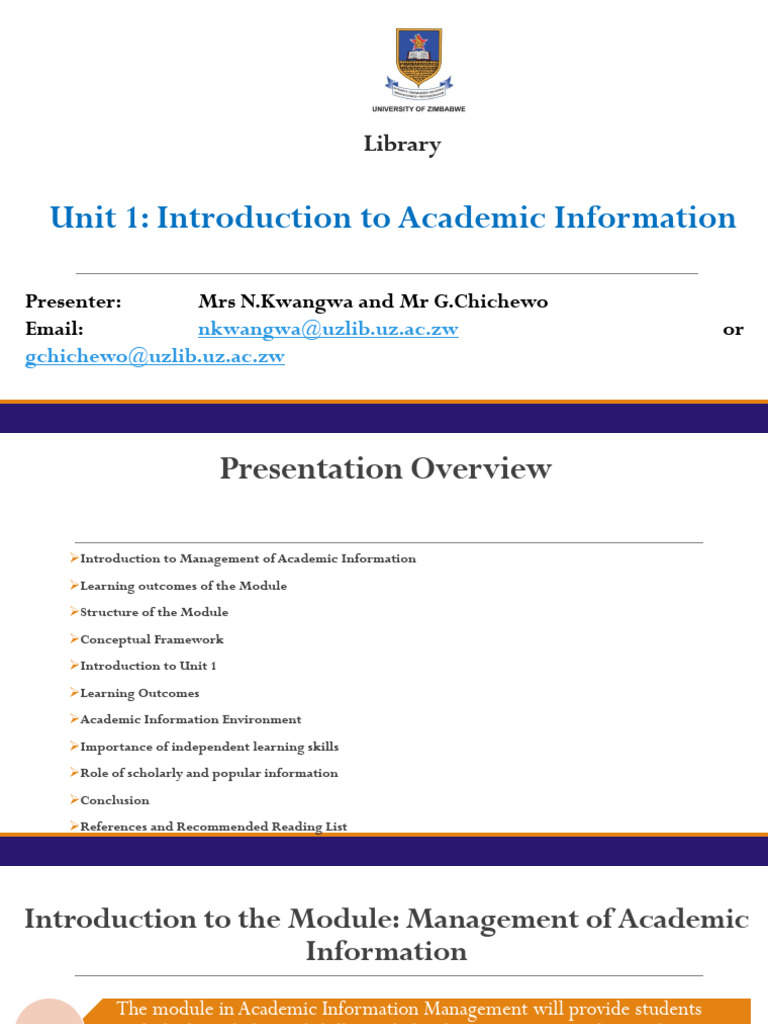 Unit 1 - Introduction To Academic Information | PDF | Information ...