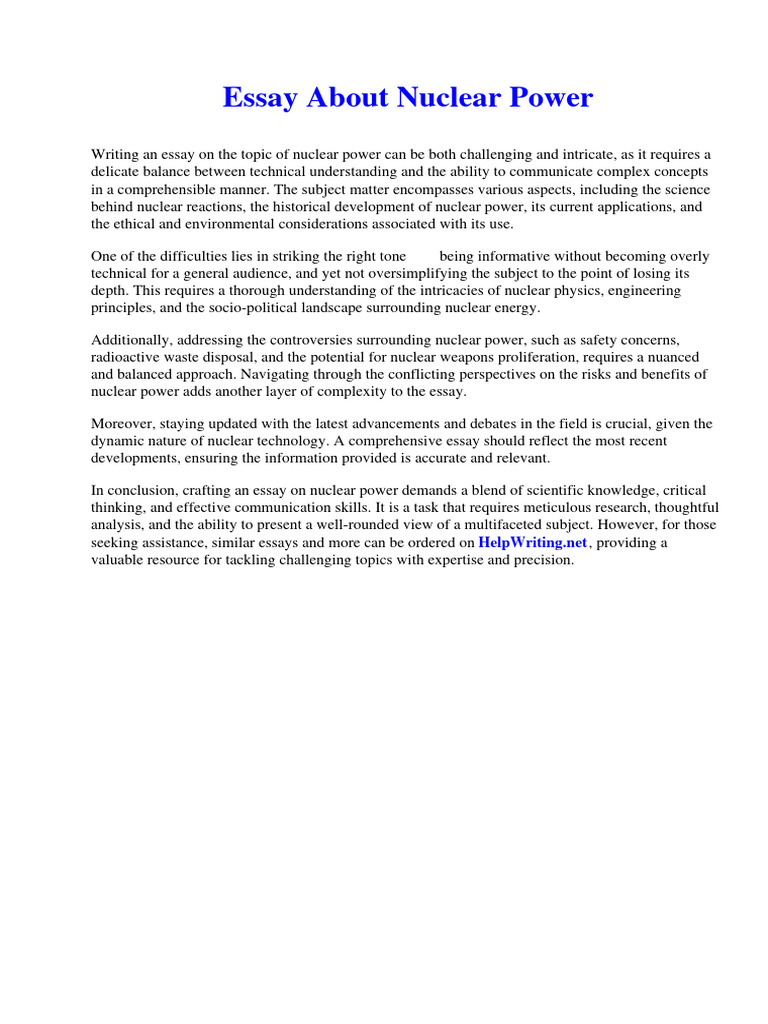 Essay About Nuclear Power | PDF | Subprime Lending | Subprime Mortgage ...