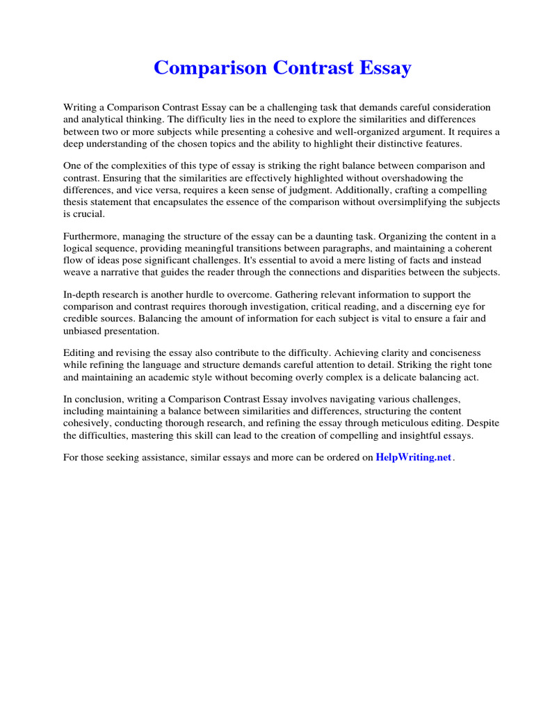 Comparison Contrast Essay | PDF | Macbeth | Essays