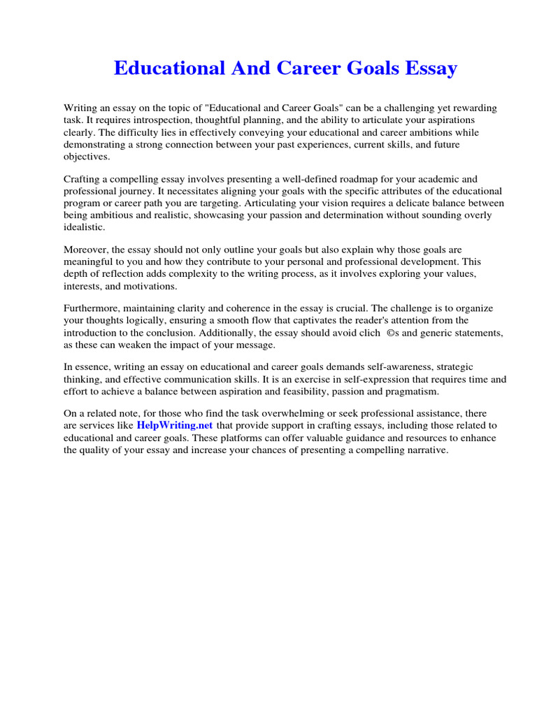 Educational and Career Goals Essay | PDF | Human Trafficking | Sexual ...