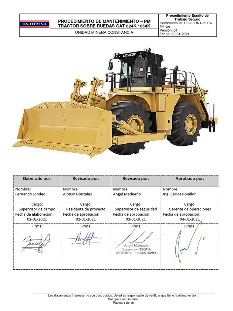 Usi-Ssoma-Pets-Pm-005 Procedimiento de Mantenimiento - PM Tractor Sobre ...