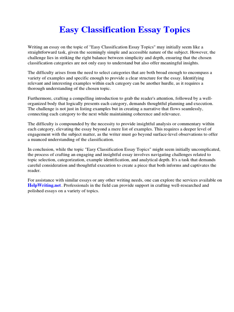 Easy Classification Essay Topics | Download Free PDF | Dna | Colorectal ...