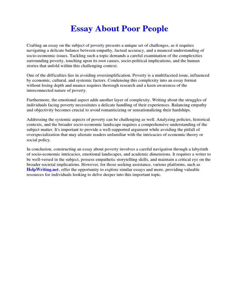 Essay About Poor People | PDF | Working Memory | Memory
