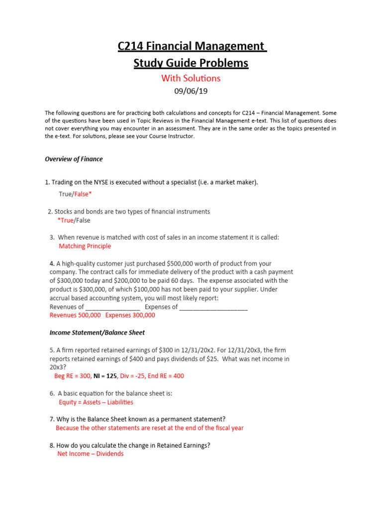 C214 Financial Management Study Guide | PDF | Depreciation | Bonds ...