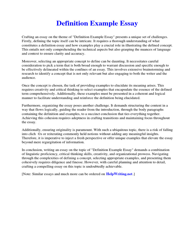 Definition Example Essay | PDF | The Awakening (Chopin Novel) | Essays