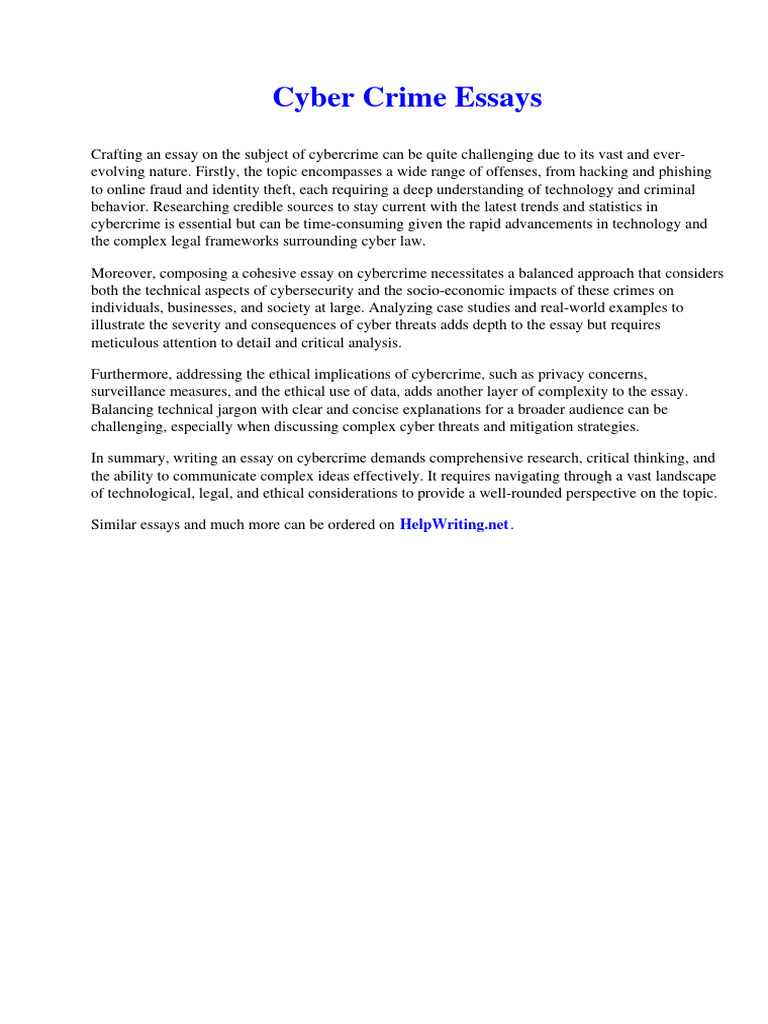 Cyber Crime Essays | PDF | Cybercrime | Cyberwarfare