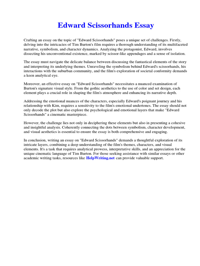Edward Scissorhands Essay | PDF | Solubility | Oceans