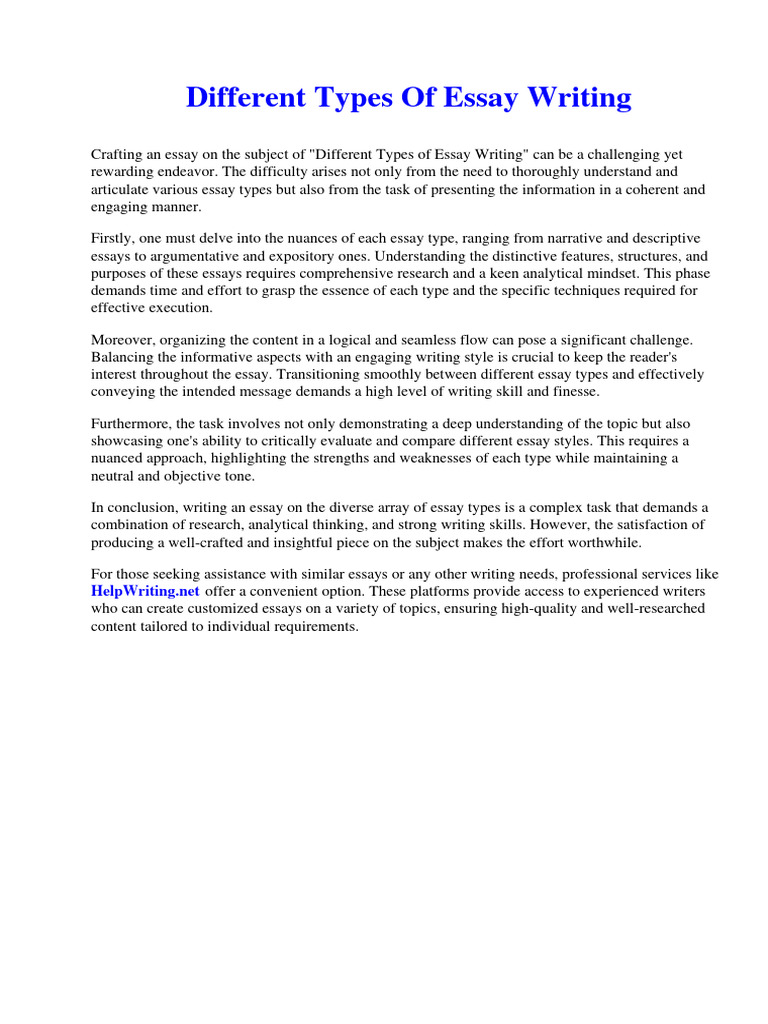 Different Types of Essay Writing | PDF | Domestic Violence ...