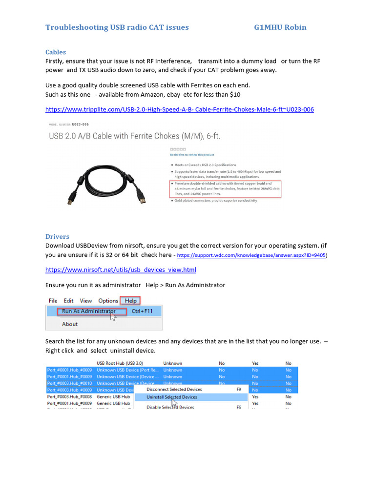 Troubleshooting USB Radio CAT Issues | PDF | Usb | Device Driver Troubleshooting USB Radio CAT Issues | PDF | Usb | Device Driver