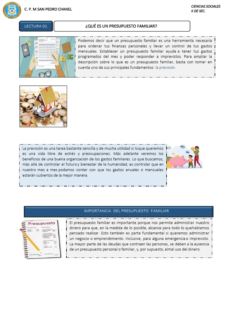 El Presupuesto Familiar | PDF | Presupuesto | Ahorro