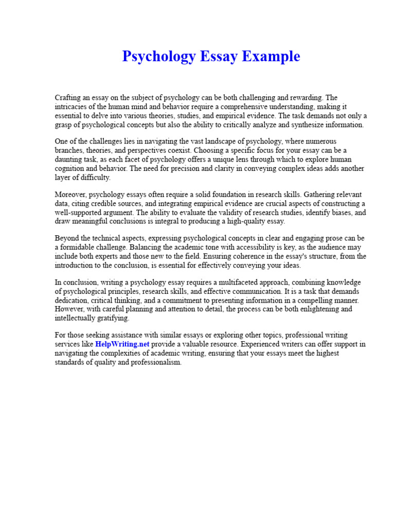 Psychology Essay Example | PDF | Psychology | Essays