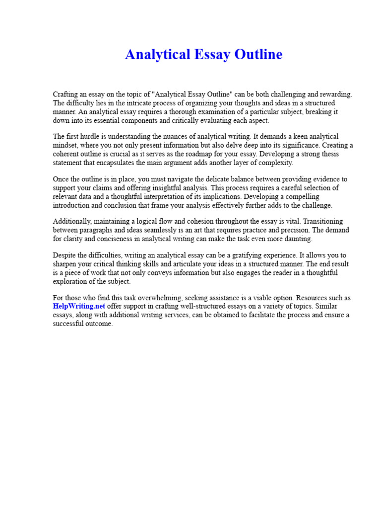 Analytical Essay Outline | PDF | Essays