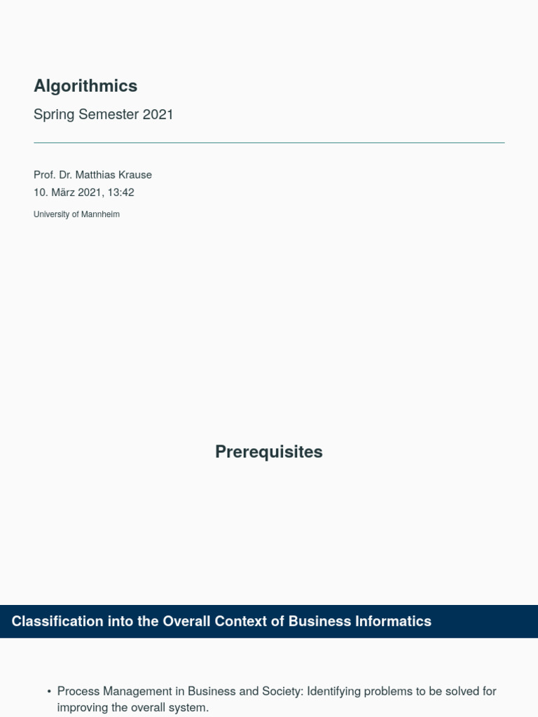 Algorithmics Course Overview and Concepts | PDF | Time Complexity ...