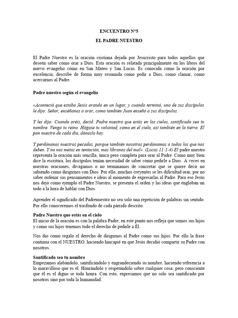 Significado del Padre Nuestro para Niños | PDF | orador del Señor | Oración