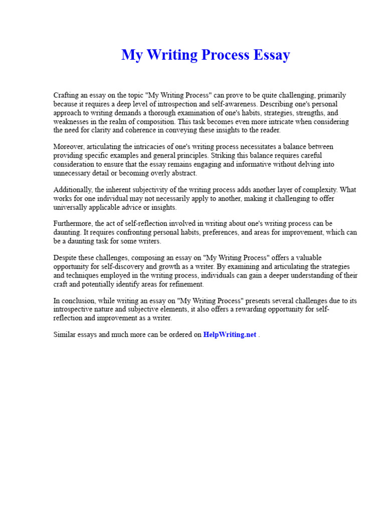 My Writing Process Essay | PDF | Salvation | God