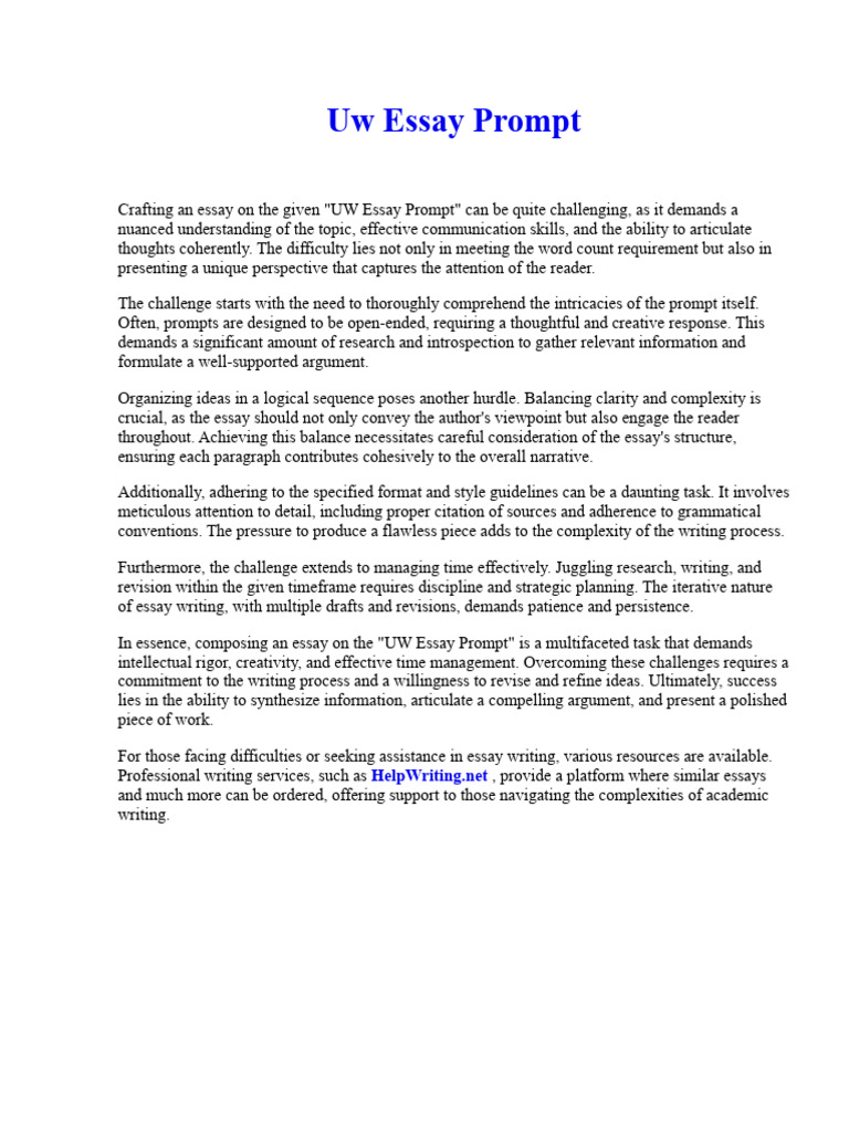 Uw Essay Prompt | PDF | Essays | Cognitive Science