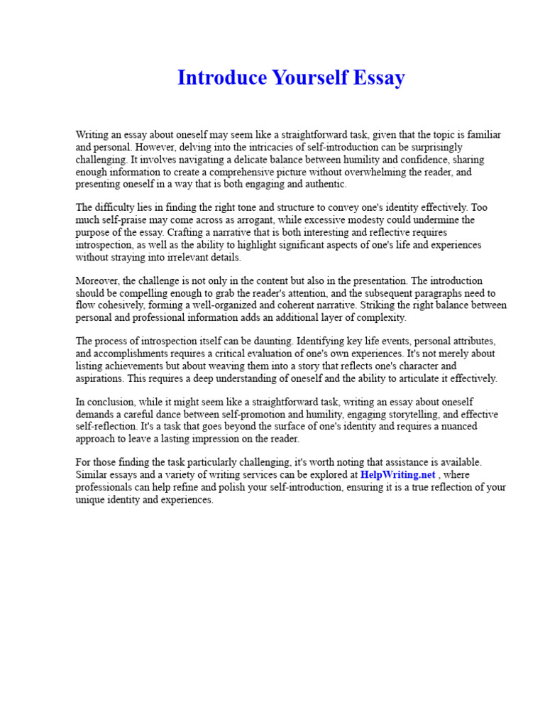 Introduce Yourself Essay | PDF | Skepticism | David Hume