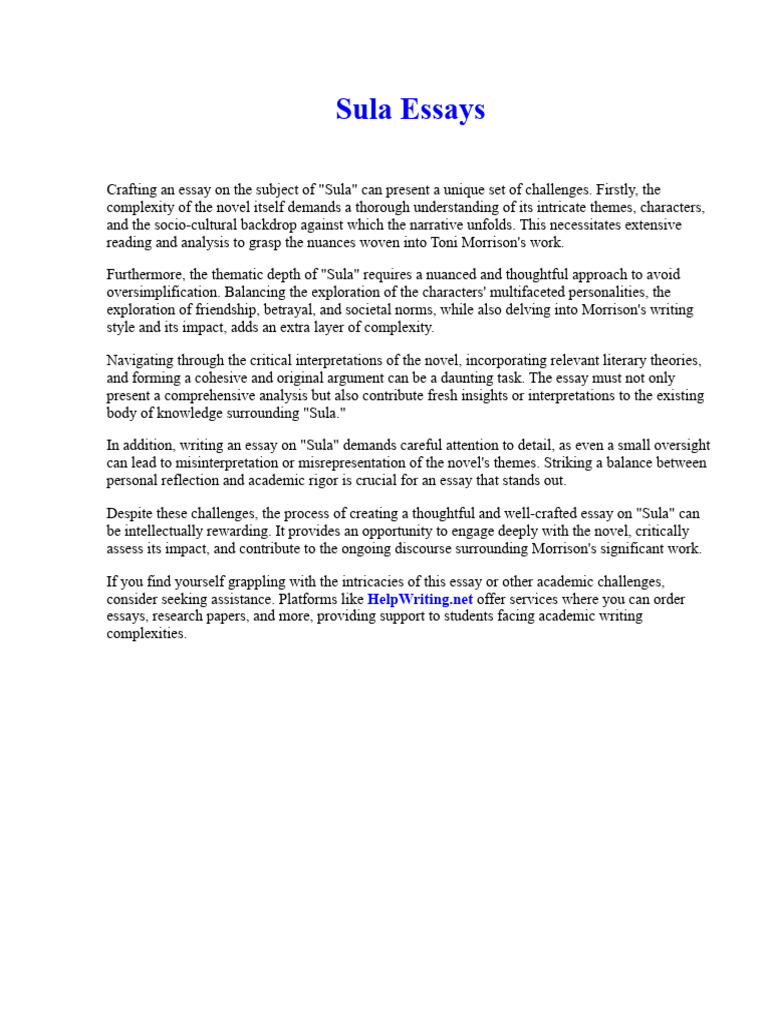 Sula Essays | PDF | Essays | Sexual Assault
