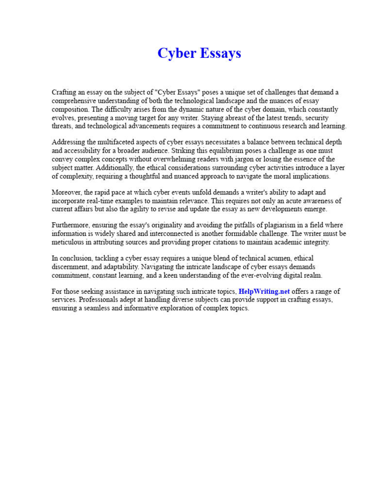 Cyber Essays | PDF | Essays | Plagiarism