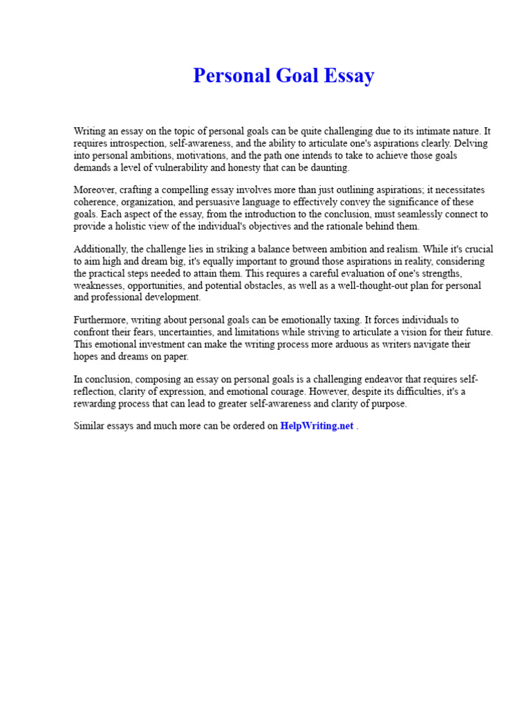 Personal Goal Essay | Download Free PDF | Goal | Motivation