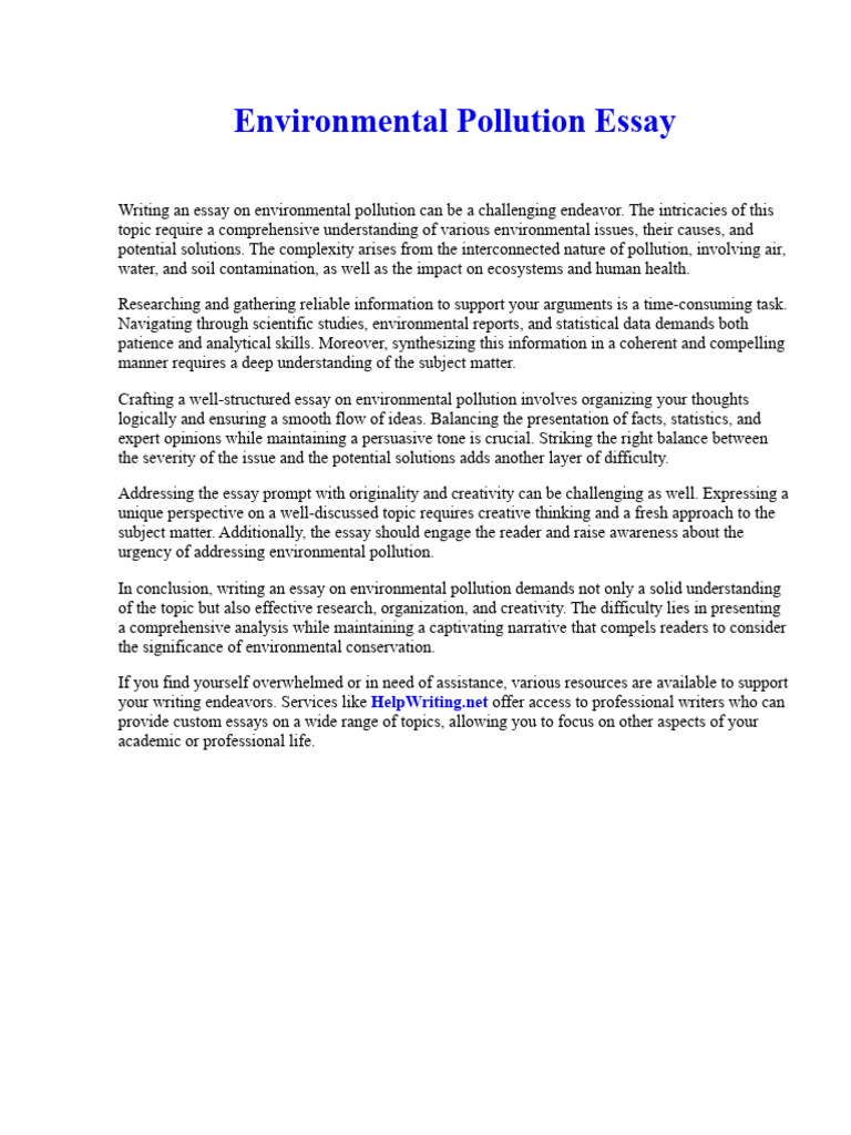 Environmental Pollution Essay | Download Free PDF | Essays | Creativity