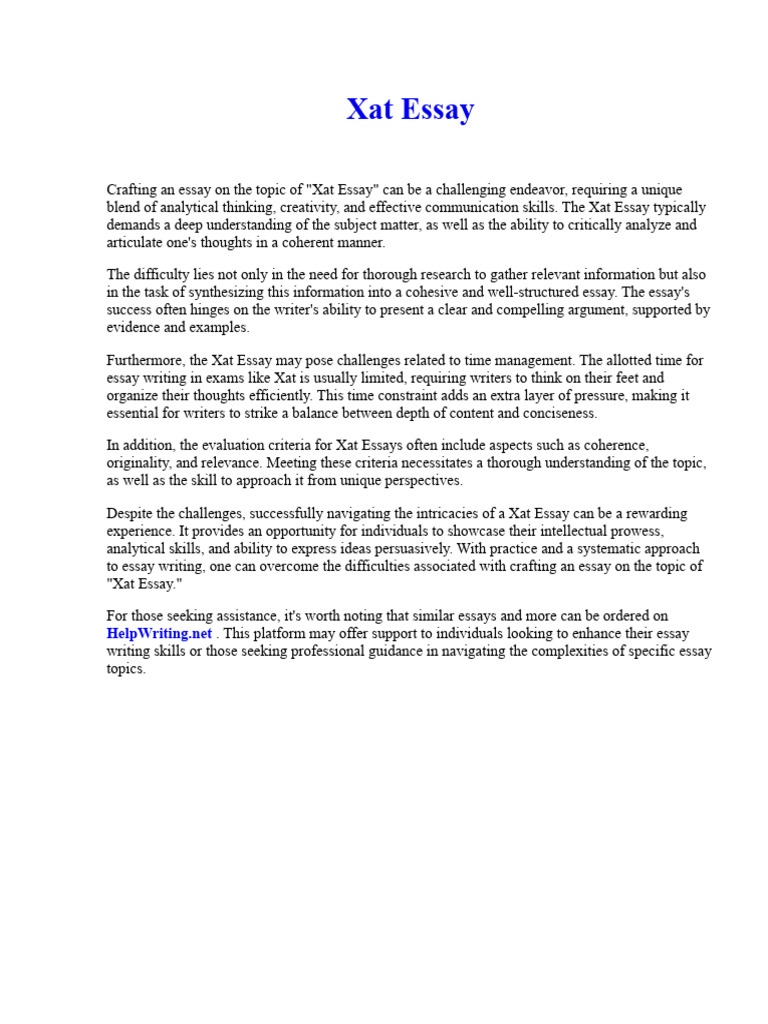 Xat Essay | PDF | Essays | No Child Left Behind Act