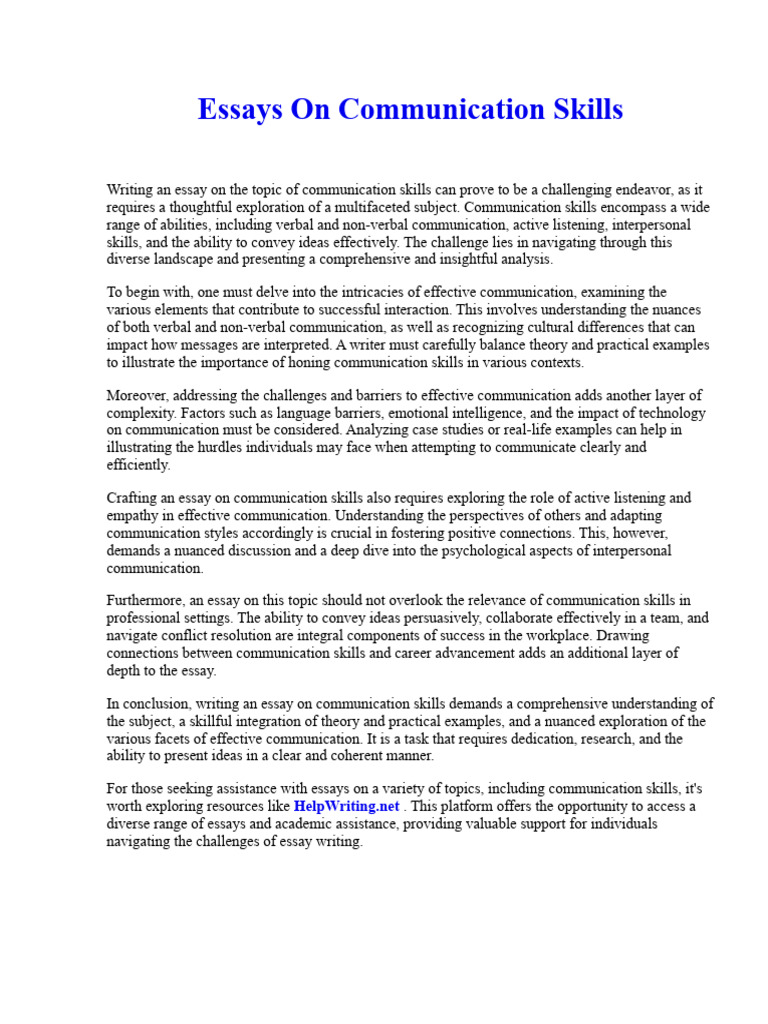 Communication Skills Essay Guide | PDF | Communication | Nonverbal ...