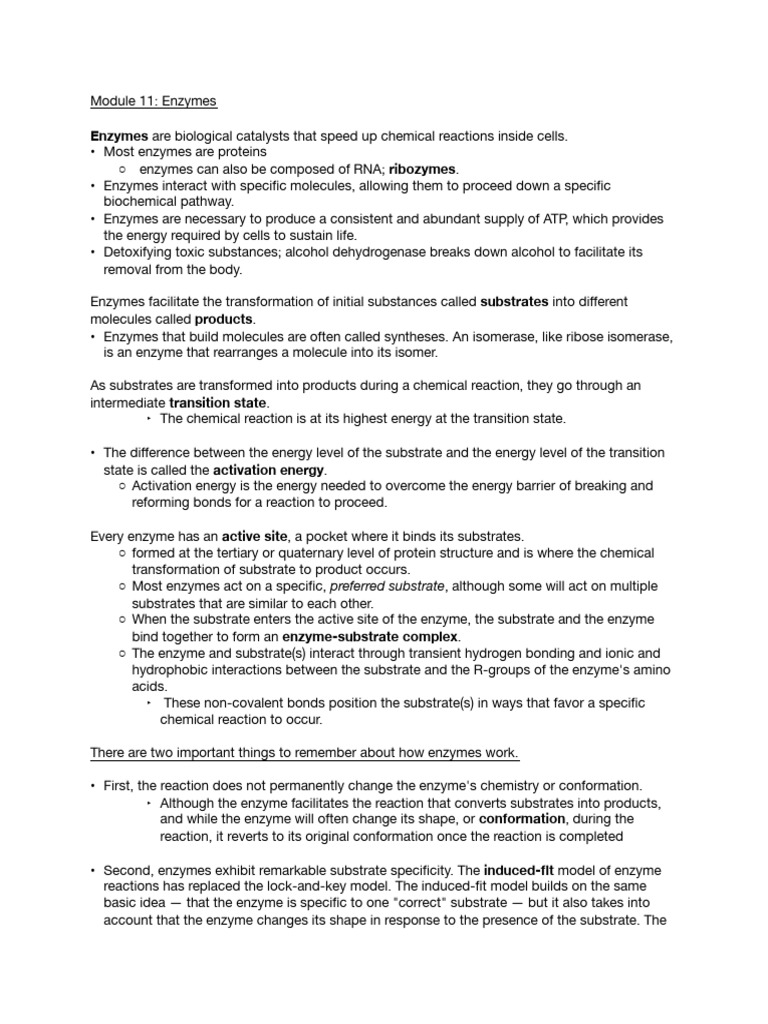 Module 11 Enzymes Pdf Enzyme Enzyme Inhibitor
