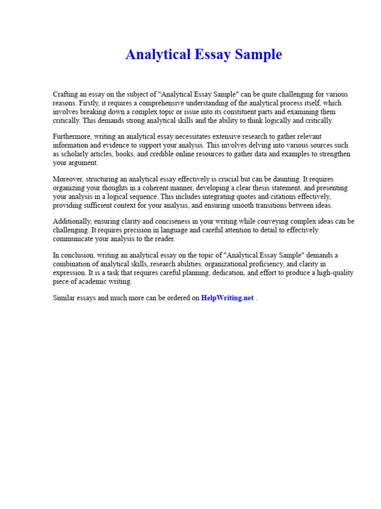 Analytical Essay Sample | PDF | Essays | Dentistry