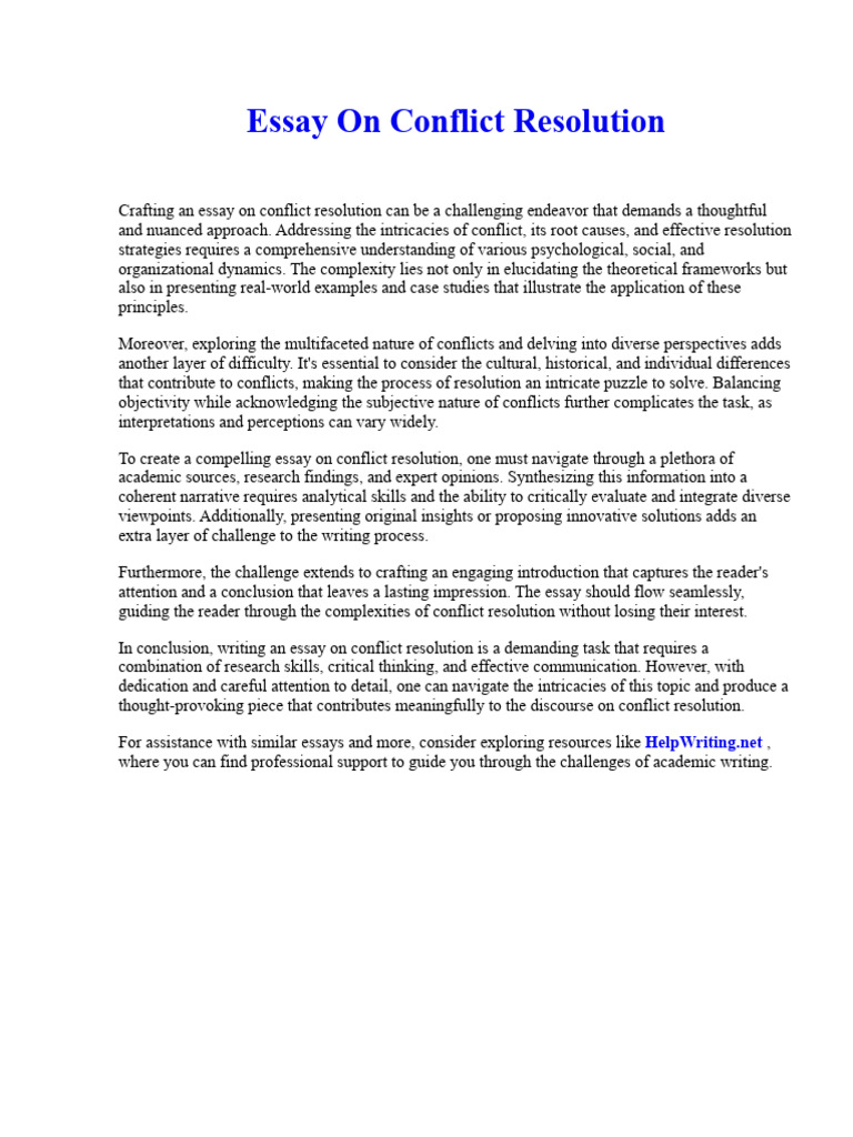 Essay On Conflict Resolution | PDF | Real Estate Appraisal | Logos