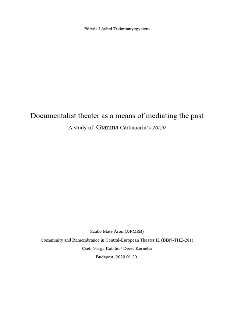 Documentalist Theater and Collective Memory | PDF | Memory | Reality