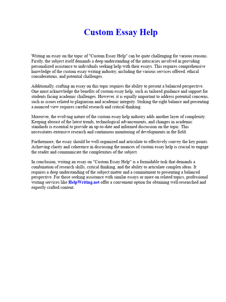 Custom Essay Help | PDF | Veganism | Essays