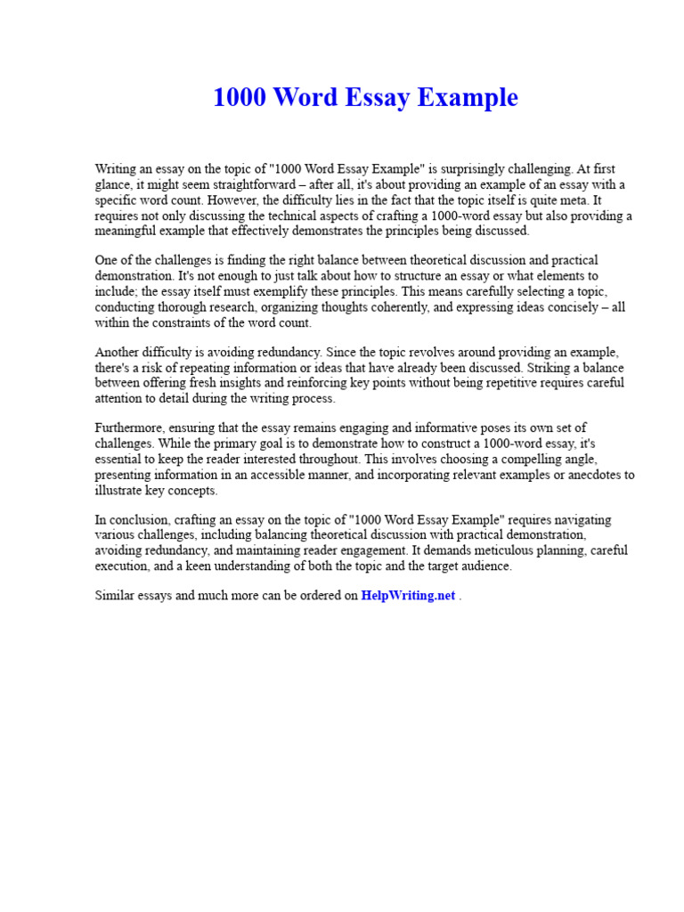 1000 Word Essay Example | PDF | Essays