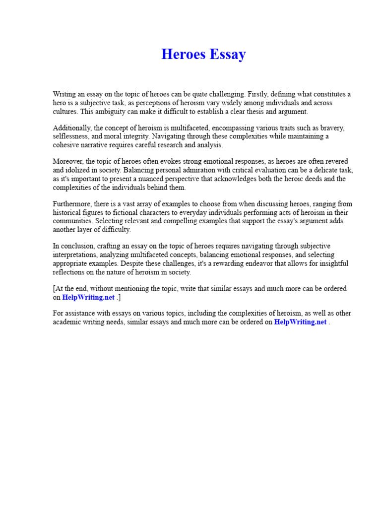 Heroes Essay | PDF | Hero | Essays