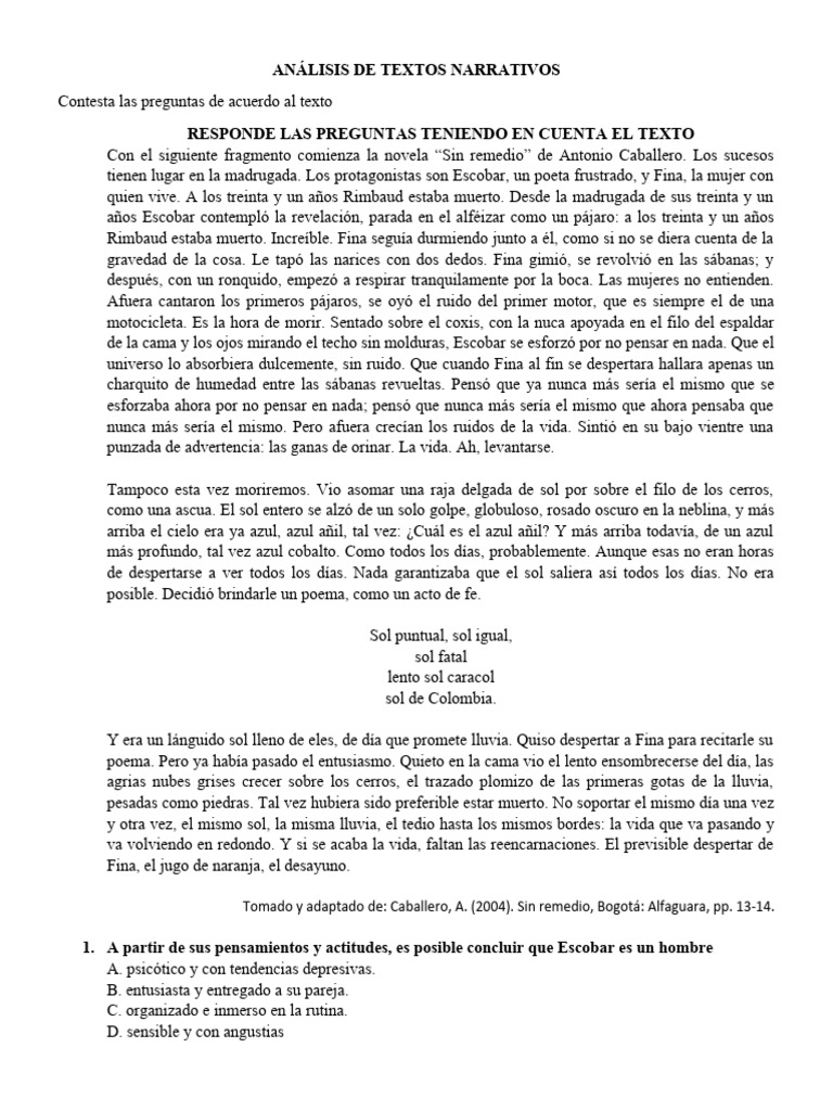 Análisis de Textos Narrativos | PDF