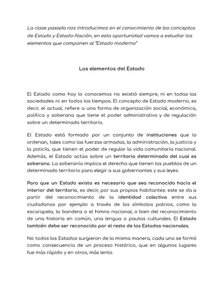 Elementos del Estado Moderno y sus Funciones | PDF | Estado (política ...