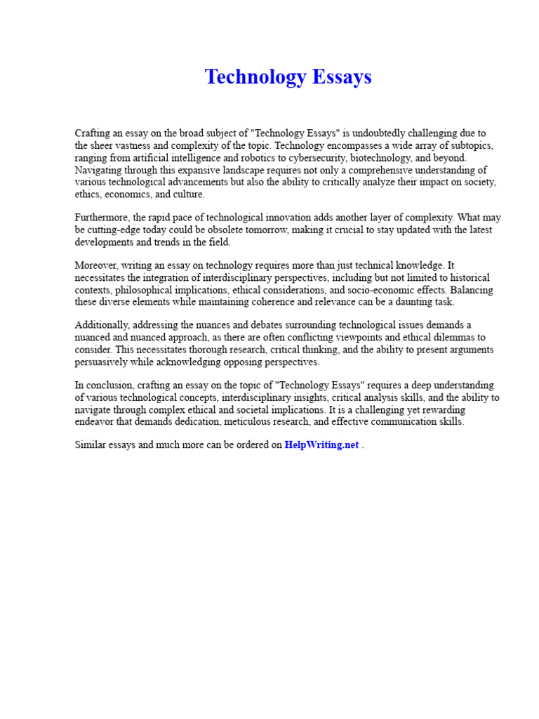 Technology Essays | PDF | Critical Thinking | Essays