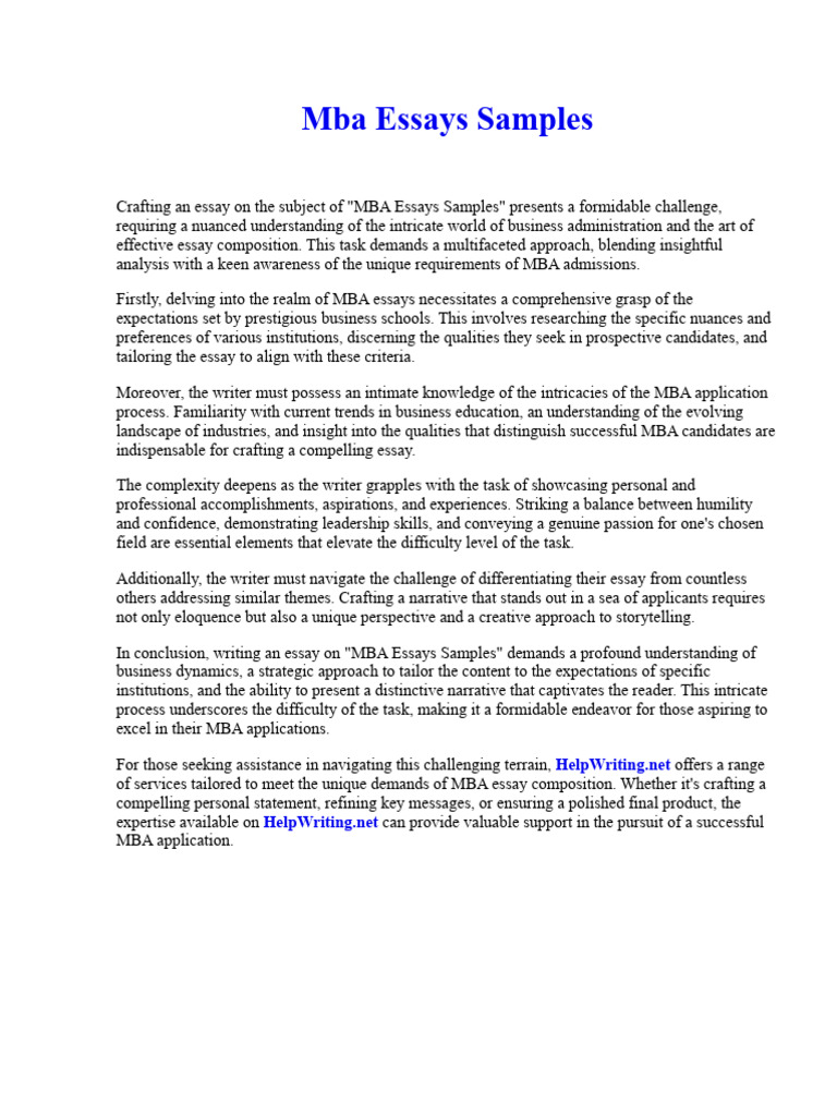 Mba Essays Samples | PDF | Essays | Narrative