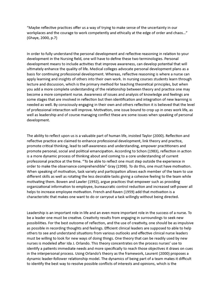 Sample Self Awareness 5 | PDF | Reflective Practice | Leadership