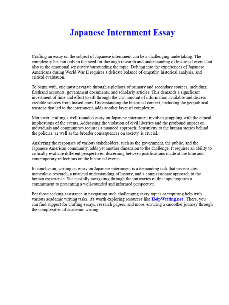 Japanese Internment Essay | PDF | Essays | Evaluation
