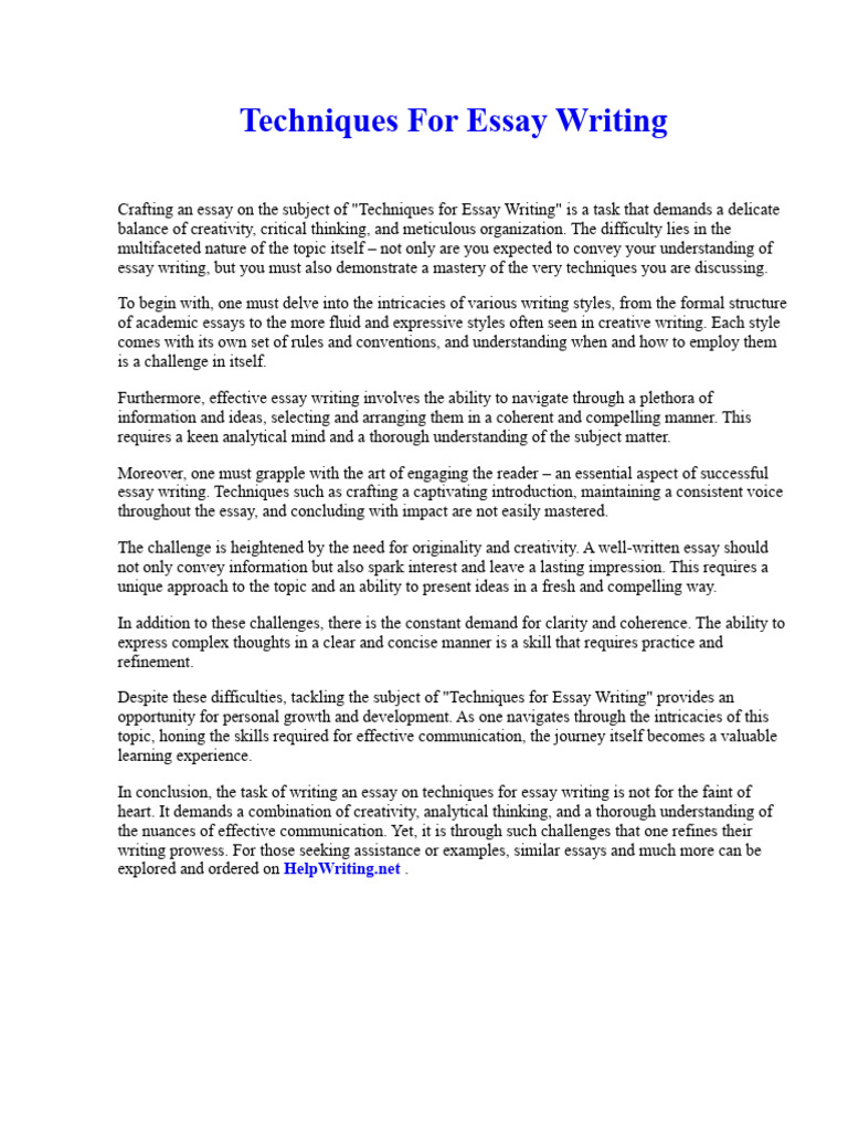 Techniques For Essay Writing | PDF | Essays | Creativity