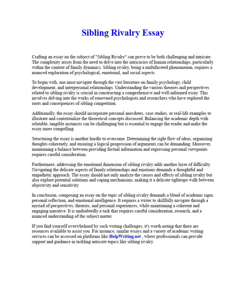 Sibling Rivalry Essay | PDF | Essays | Theory