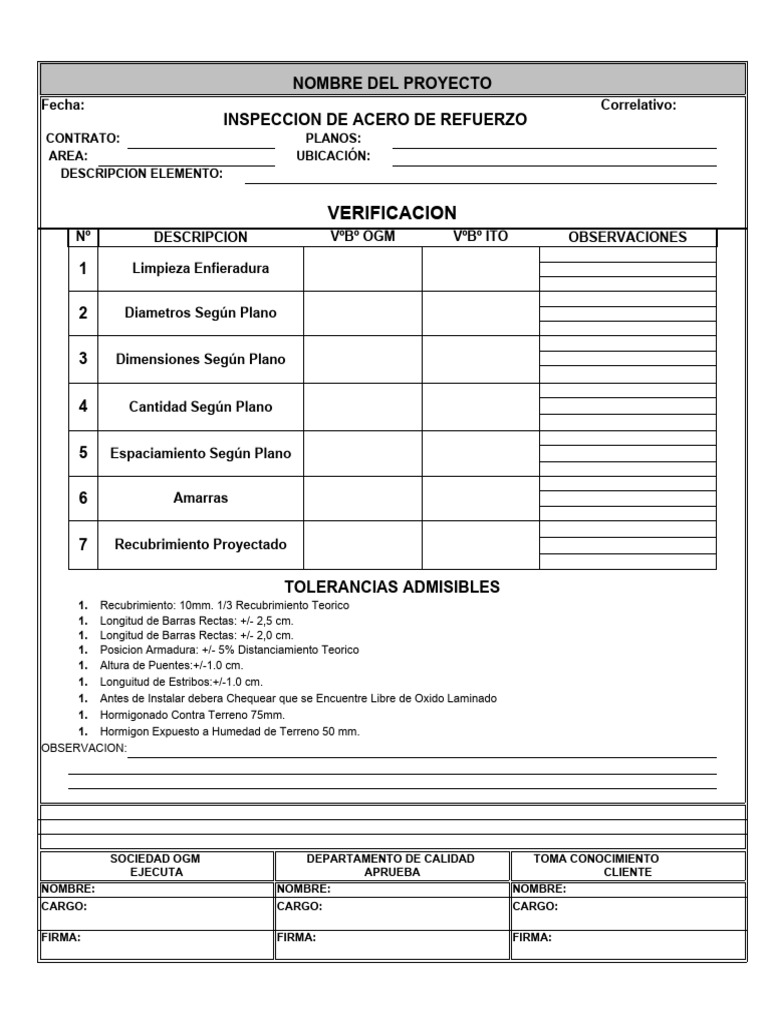 Formato Inspeccion Enfierr | PDF
