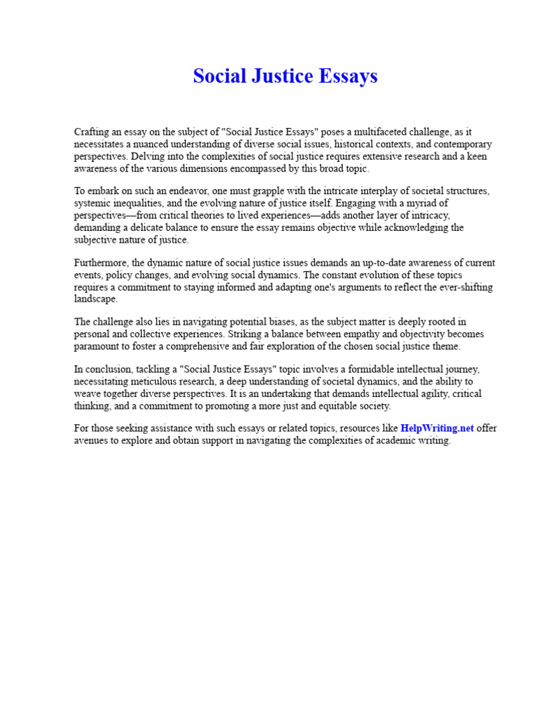 Social Justice Essays | PDF | Justice | Crime & Violence