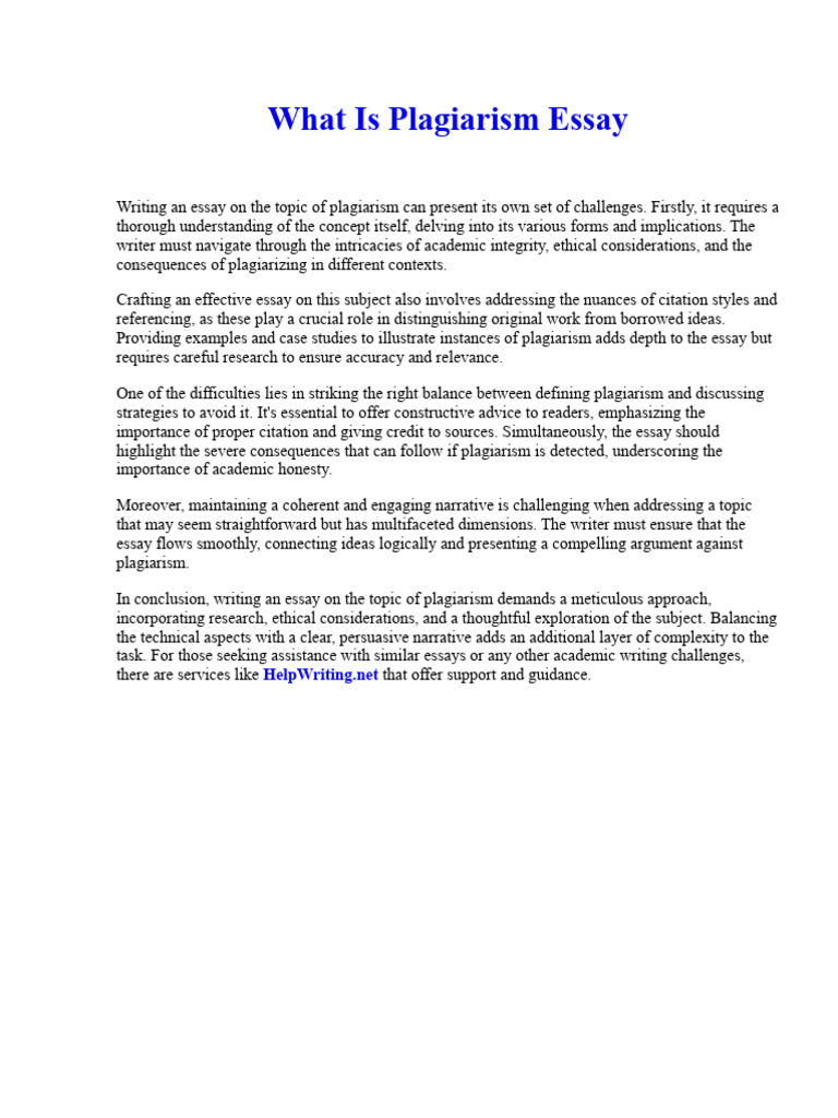 What Is Plagiarism Essay | PDF | Plagiarism | Essays
