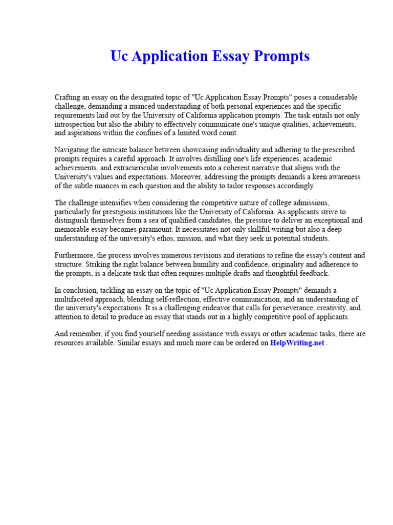 Crafting UC Application Essays | PDF | Essays | University Of California