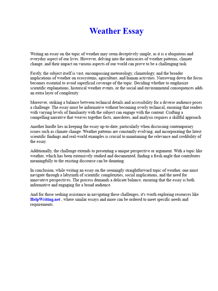 Weather Essay | PDF | Essays | Weather