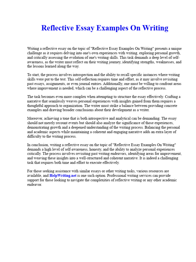 Reflective Essay Examples On Writing | PDF | Essays | Narrative