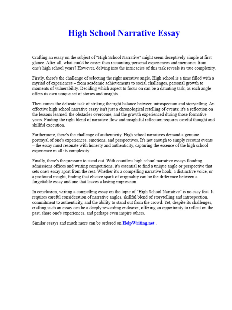 High School Narrative Essay | PDF | Essays | Narrative