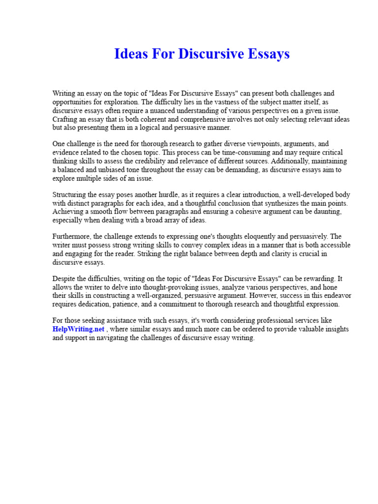 Ideas For Discursive Essays | PDF | Essays | Argument